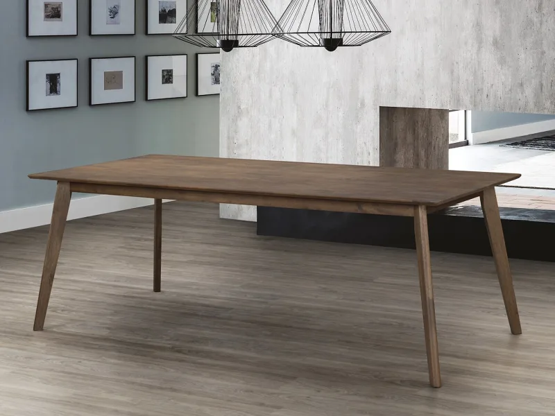 Elm 9PCE Hardwood Dining Set | Rustic Walnut & Beige Fabric